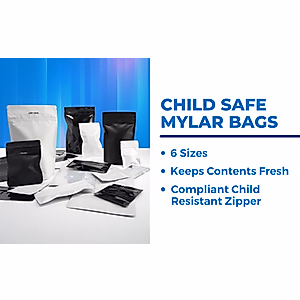 Loud Lock Mylar Bags Child Resistant Grip N Pull 1/4 Ounce All White - 100 Count 6.7" x 4" 6mill Thickness - Mylar Bags For Food Storage - Resealable Bags - Smell Proof Bags