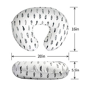 ALVABABY Nursing Pillow Cover Slipcover,100% Organic Cotton,Soft and Comfortable,Feathers Design,Maternity Breastfeeding Newborn Infant Feeding Cushion Cover, ZT01