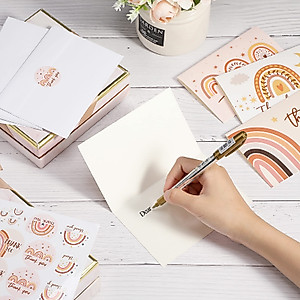 Pajean 24 Pcs Boho Thank You Cards with Envelopes and Stickers Rainbow Greeting Cards Boho Theme Note Cards Appreciation Card Thank You Cards for Baby Shower Wedding Boho Party Favors