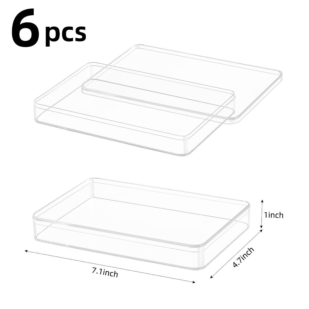 Clear Acrylic Square Cube Plastic , Worasign 6 Pack Plastic square cube containers with Lid Plastic Storage Boxes 7x4.7x1 Inches for Candy Pill ,Tiny Jewelry Beads, Coins, and findings, Craft Supplies, Sewing