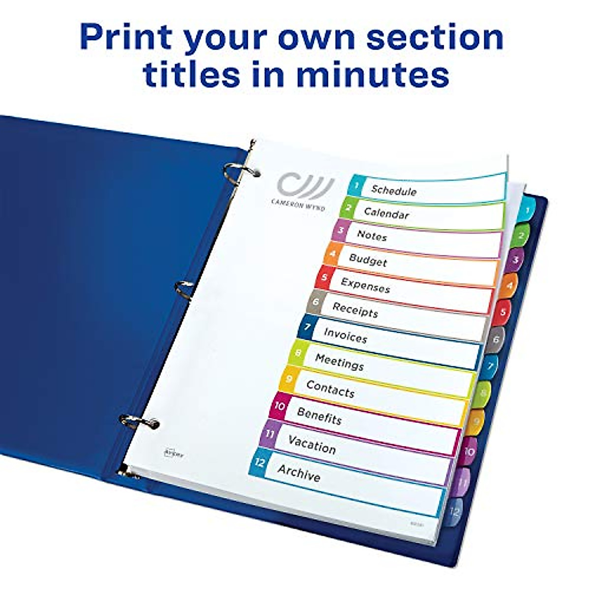 Avery 31-tab Dividers for 3 Ring Binders, Customizable Table of Contents, Multicolor Tabs, 1 Set & 12 Tab Dividers for 3 Ring Binders, Customizable Table of Contents, Multicolor Tabs, 1 Set (11843)