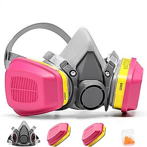 RANKSING Respirator Mask with P100 60923 Filters to Protect Against Dust, Gases, Fumes, Asbestos, Organic Vapors, Chemicals while Painting, Spraying, Sanding, Welding, Construct and Other Work PPE
