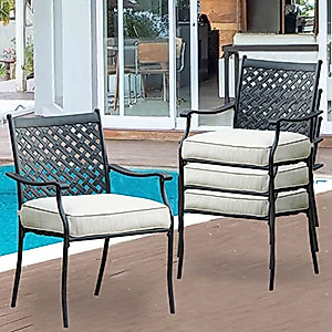 PatioFestival 8 Piece Patio Dining Chairs Metal Outdoor Chairs Wrought Iron Patio Furniture,Dinning Chairs Set with Arms and Seat Cushions
