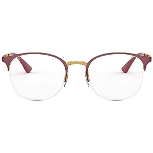 Ray-Ban RX6422 Square Prescription Eyeglass Frames, Matte Bordeaux On Rose Gold/Demo Lens, 49 mm