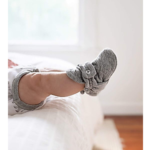 Burt's Bees Baby Baby Gender Neutral Color for Ages 0 to 9 Months Old Slipper Sock, Heather Grey Stripe, 6 Unisex Infant