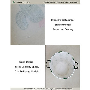 ONOEV Round Fabric Storage Bin,Decorative Basket,Organizer Basket with Handles,for Clothes Storage,books and sundries (Green Cactus), 19.7inch(H) x 15.7inch(D)