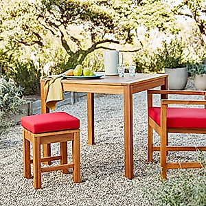 Amazon Aware FSC Certified (FSC N004130) Outdoor Patio Stools with Cushions, Acacia Wood, Set of 2, Natural Finish