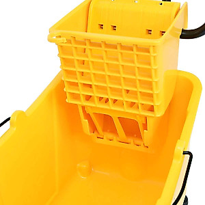 HOMGX Side Press Wringer Commercial Mop Bucket, 35 Qt Larger Capacity Cleaning Caddy with Wheels, Yellow