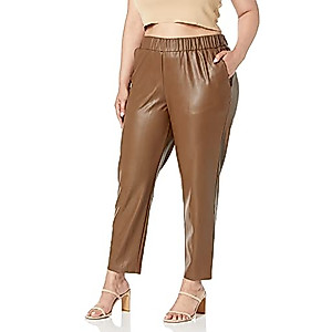 The Drop Women's @lisadnyc Faux Leather Pull-On Jogger, Coffee Bean, XL