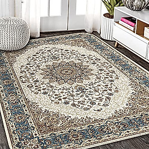 Bayson Area Rug Blue and Brown Persian Texture Abstract Painting Modern Home Decor Small Floor Rug 3' X 5' (91cmX 152cm) Carpet
