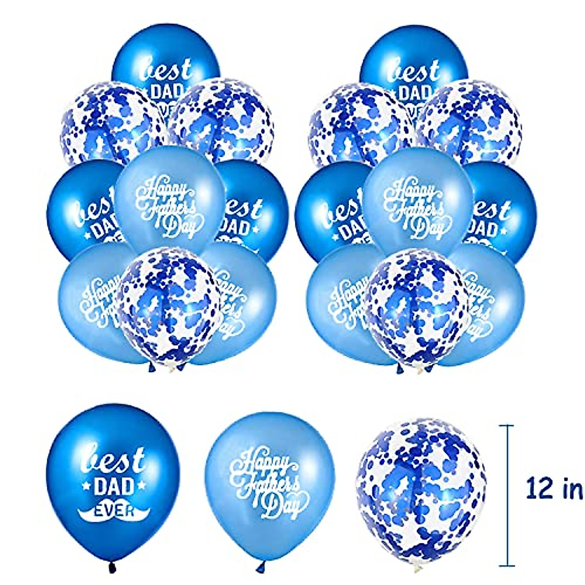 Father's Day Decorations Blue Glitter Happy Father's Day Banner Cake Topper Blue Father's Day Balloons Photo Booth Backdrop Bunting Banner Sign Decor