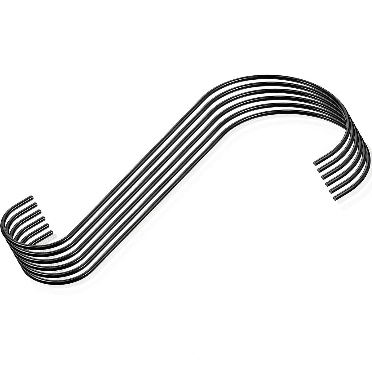 Hotop 6 Pieces Heavy Duty Big S Hooks Bird Feeder Hook Rustproof Stainless Steel Hooks Garden Hook Tree Branch Hook for Kitchen, Bird House, Plants, Baskets, Lanterns and Bicycles(Black,12 Inch)