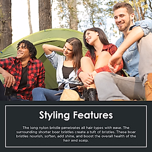 Spornette Deville Boar Bristle Wooden Paddle Hair Brush for Women - Cushion Oval Hair Straightening Brush for Blow Drying, Detangling, Smoothing & Styling