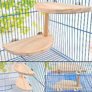 kathson Hamster Standing Platform Rat 2-Level Natural Wood Pedal Gerbil Round Standing Board Squirrel Cage Accessories Dwarf Hamster Activity Toys for Chinchilla Bird Parrot Mouse 3PCS