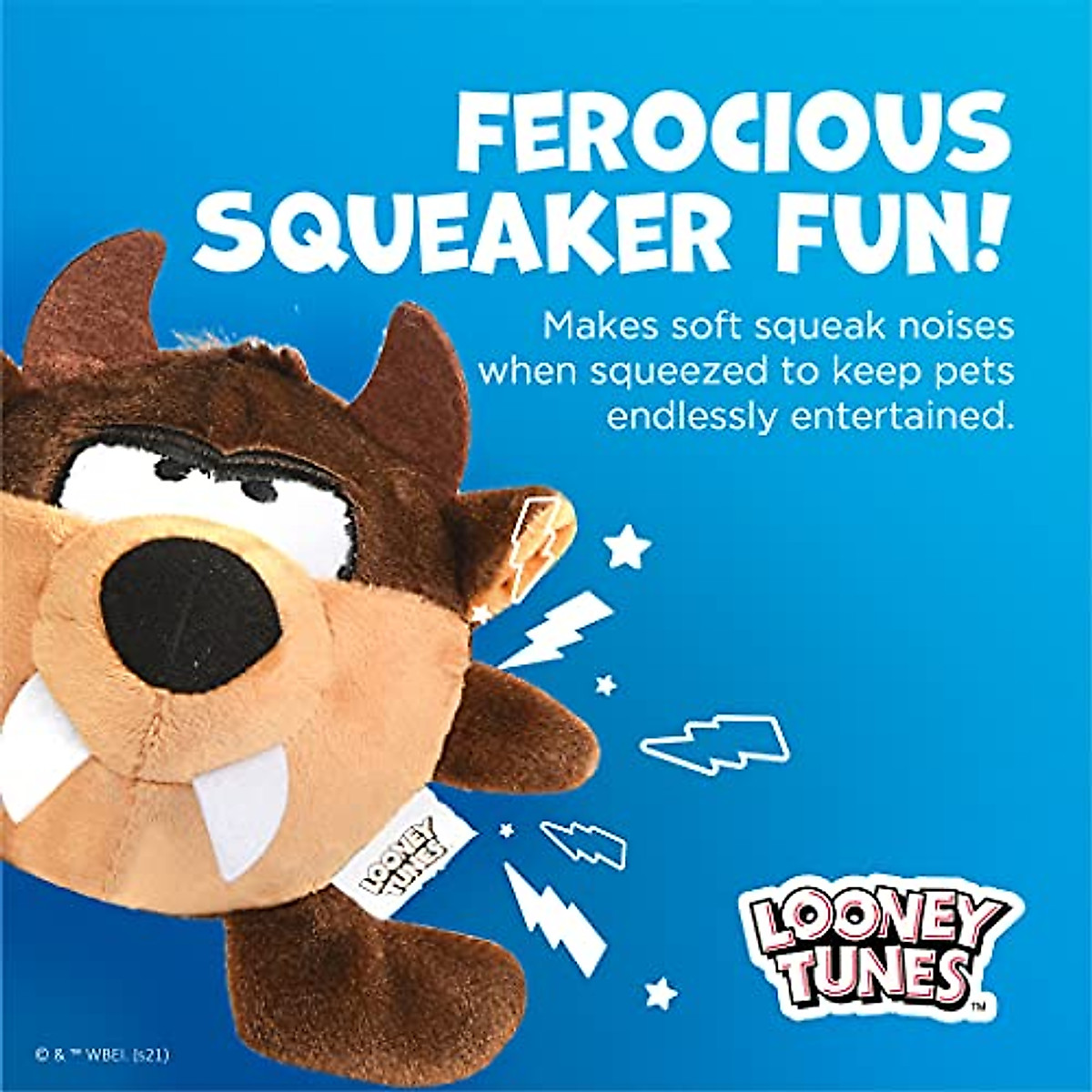 LOONEY TUNES for Pets Brown Tasmanian Devil Taz Ball Body Plush Dog Toy for All Dogs | Squeak Toy for Dogs | Cartoon Character Soft Plush Stuffed Dog Toy