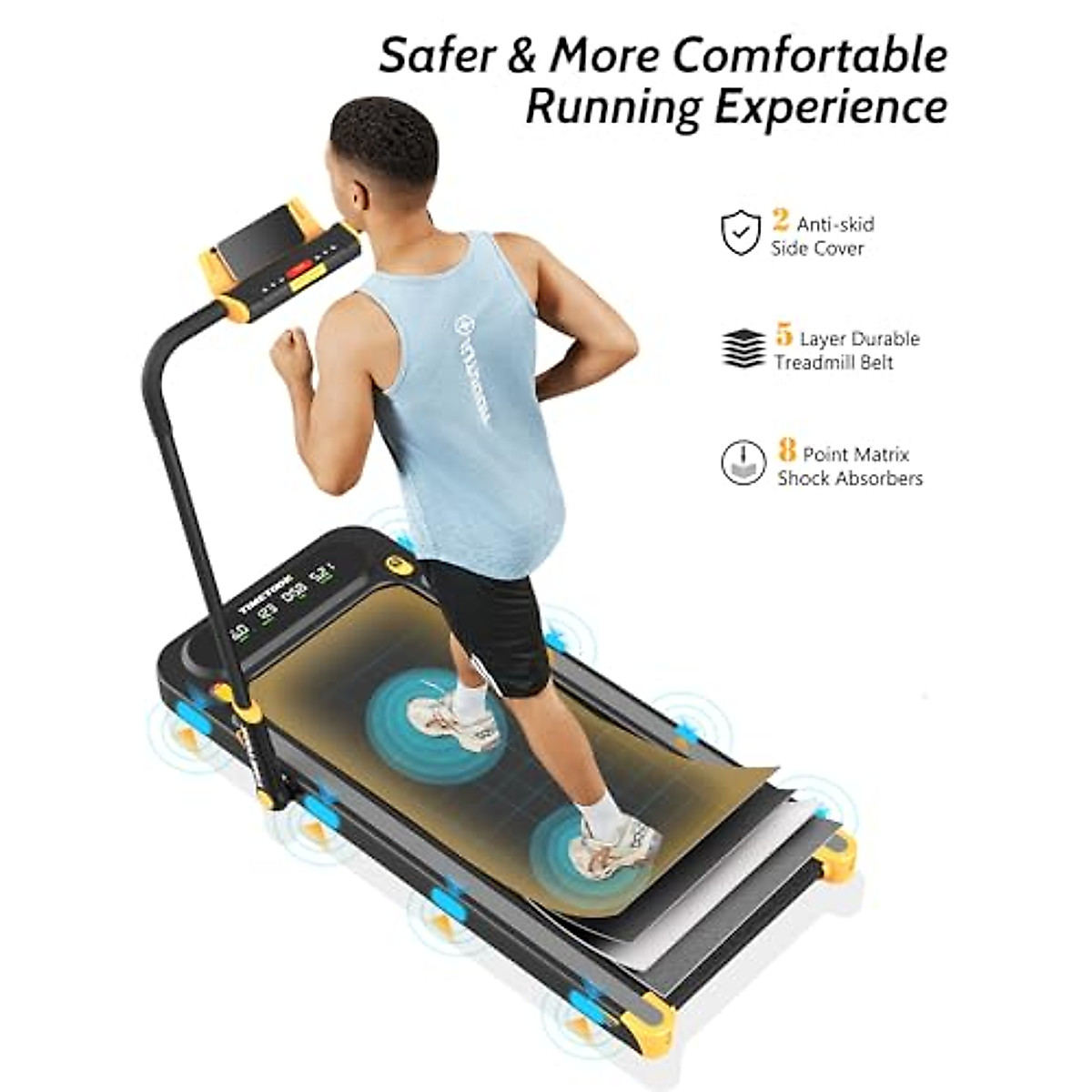 TIMETOOK Under Desk Treadmill, 2 in 1 Folding Treadmill 2.5HP Walking Treadmill with 265lb Weight Capacity, Walking Pad Design, Electric Foldable Treadmill for Home Office