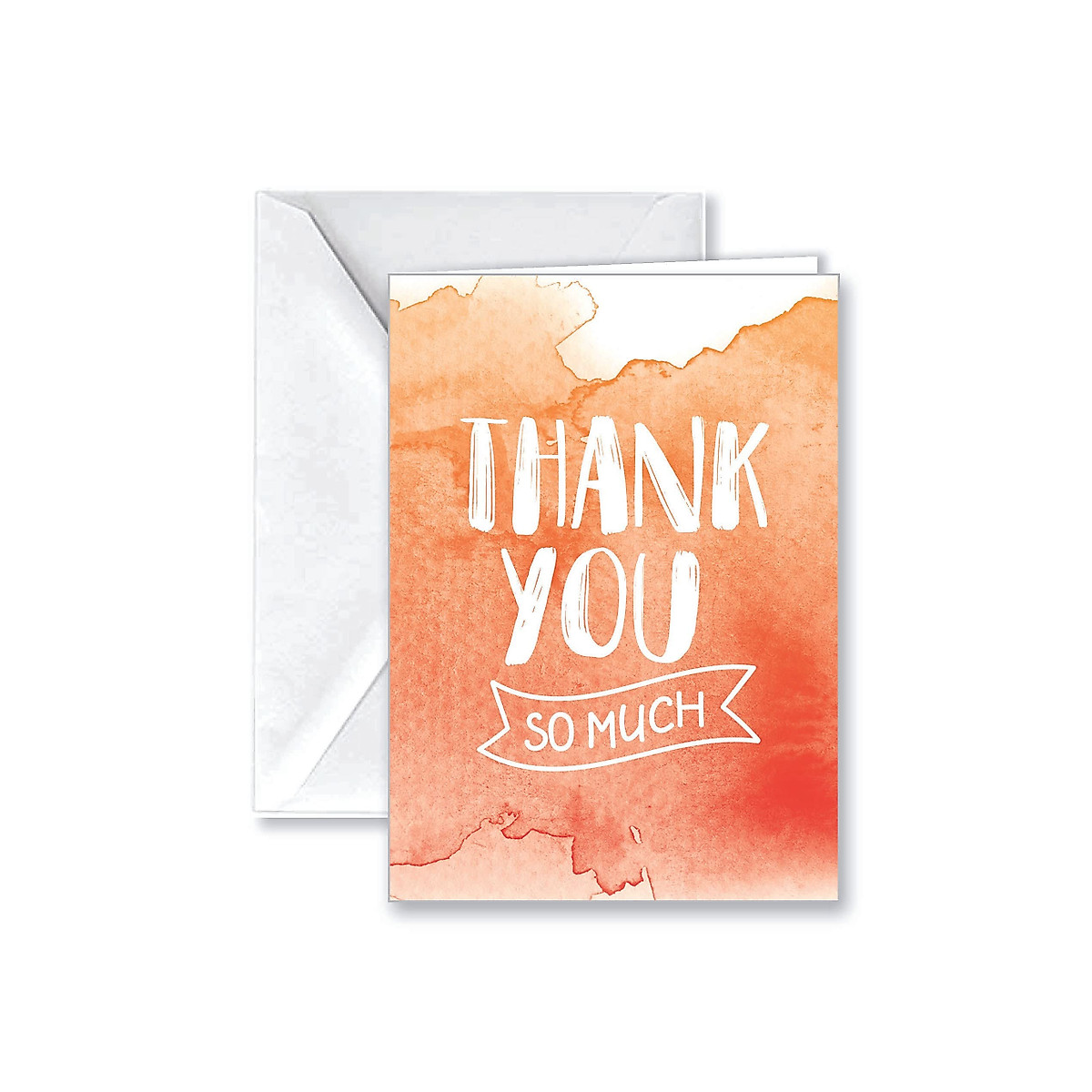 Paper Frenzy Watercolor Appreciation Thank You Note Cards and White Envelopes - 25 pack
