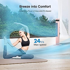 R.W.FLAME Tower Fan with Remote Control, Standing Fan for Office, Oscillating Fan for Home with Children/Pets/Elders,Time Settings,LCD Display,45W,Oscillation, 36" Pink