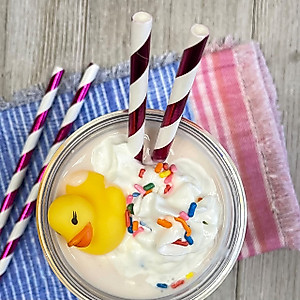 Foil Paper Straws - Hot Pink and White - Stripe Foil Paper Straws - Birthday, Valentine, Glam Party Supply - 100 Pack Outside the Box Papers Brand