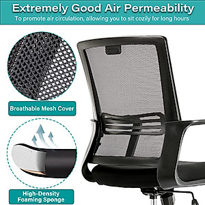 Tall Office Chair for Standing Desk - Comfortable Drafting Chairs with Armrest Adjustable Foot Ring Ergonomic Mesh Mid-Back Desk Chair - Deep Black