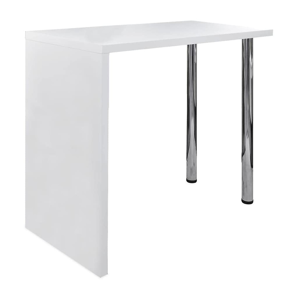 Bar Table,Coffee Tables,Mid Century Modern Coffee Table,Rectangle Dining Table,Dining Table,High Gloss,for Party, Kitchen, Living Room, Dining Room,MDF with 2 Steel Legs High Gloss White