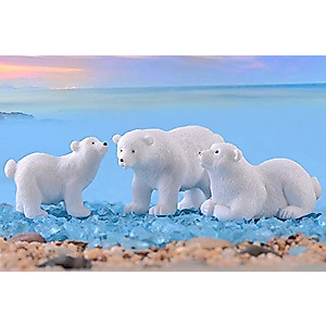 Exasinine Mini Animals Miniature Figurines Animals Model Fairy Garden Miniature Moss Landscape DIY Terrarium Crafts Ornament Accessories for Home Décor (Polar Bears, Set of 10)