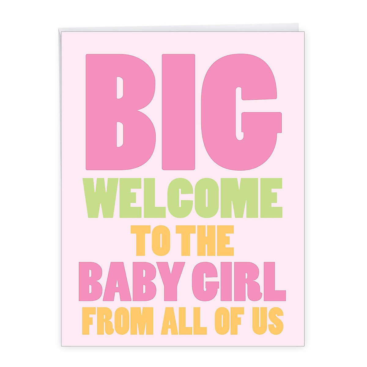 NobleWorks, Hilarious New Baby Congratulations Card, Pregnancy Notecard w/Envelope, From All of Us (8.5 x 11 Inch), New Baby Girl J6855BBG-US