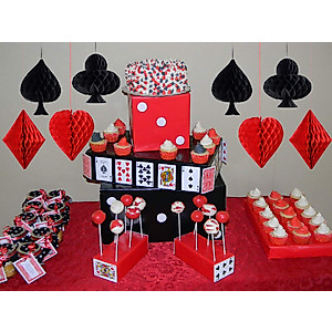 Casino Party Decoration,Poker Party Decoration,Honeycomb Paper Garland for Casino Las Vegas Themed Birthday Party,Game Night Party Ceiling Hangings Cards Bingo Poker Card Party (4)