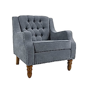 GIA Home Furniture Series Polyester Linen Armchair with Button Tufted Upholstered Accent Chair for Living Room, Reading, Bedroom, Gray