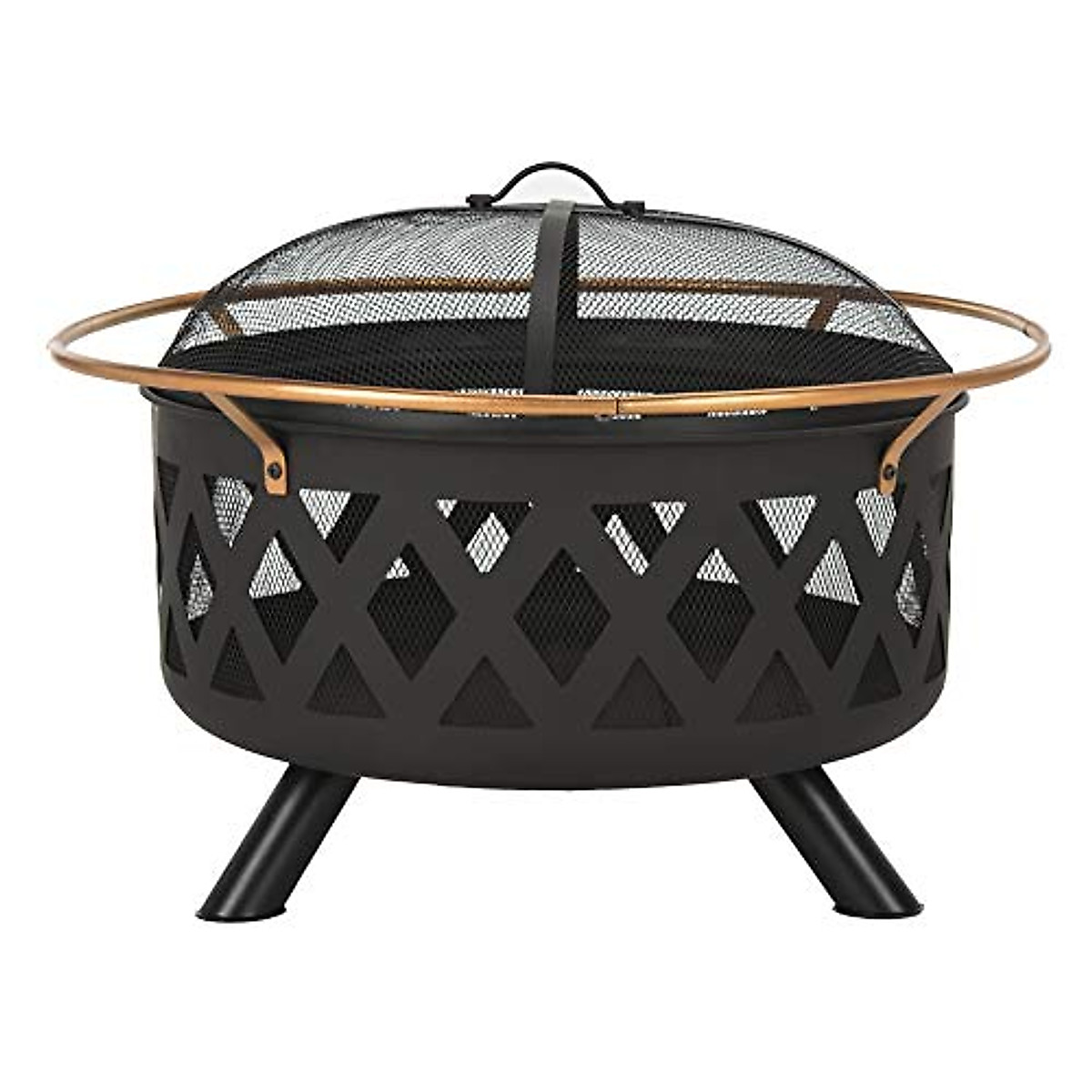 Safavieh PIT2003A Outdoor Collection Bryce Copper and Black Round Fire Pit