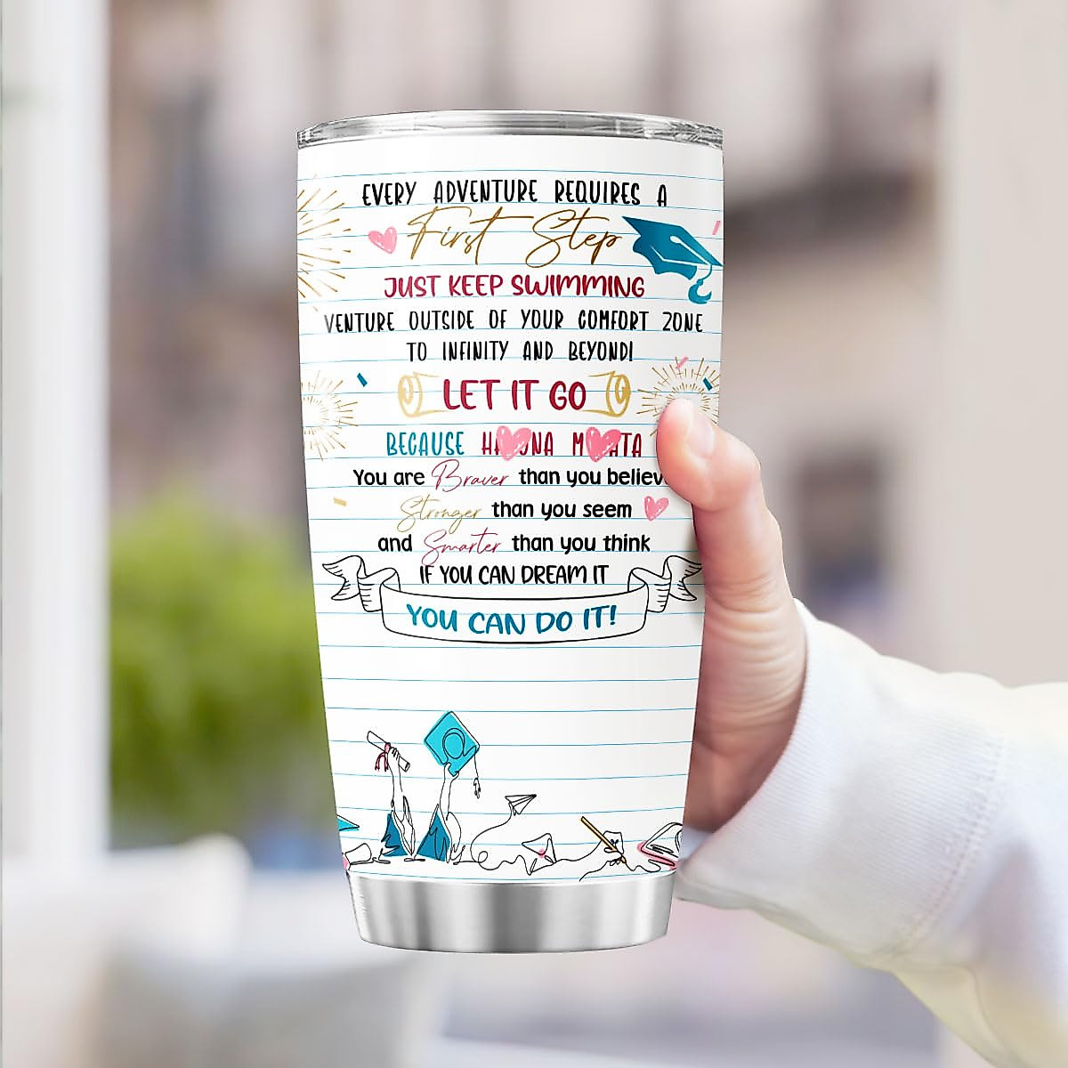 JENOIS Graduation Gifts, Graduation Tassel Castle, Tumbler 20 Oz With Lid And Straw, Tumblers Of Class