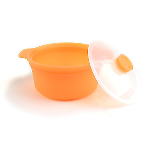 (Set of 2) Microwave Silicone Food Steamer with Handle & Lid, Kitchen Nonstick Egg Steaming Pot, Dishwasher & Oven Safe up to 482 °F, Easy to Clean, Made in Korea (20.3 Fl Oz (600ml, 2.5 Cups), Clear Lid)