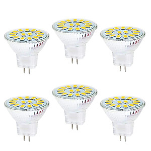 Lxcom Lighting LED MR11 Light Bulb 6 Pack 5W LED Flood Light 40W Halogen Replacement GU4 Bi-Pin Base Warm White 3000K MR11 Spotlight AC/DC12V for Landscape Recessed Track Lighting