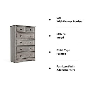 Modern 6 Drawer Dresser, Dressers for Bedroom, Tall Chest of Drawers Closet Organizers and Storage for Clothes - Easy Pull Handle, Textured Borders Drawers for Living Room, Bedroom, Hallway, Gray Wash