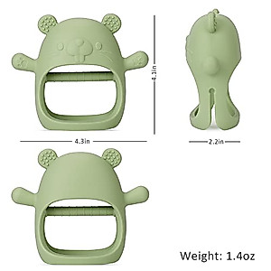 Socub Baby Teether Toy for Infants 3+ Months, Silicone Never Drop Silicone Mitten Teething Toy for Soothing Sore Gums, Baby Chew Toys for Sucking Needs, BPA Free, Dusty Blue