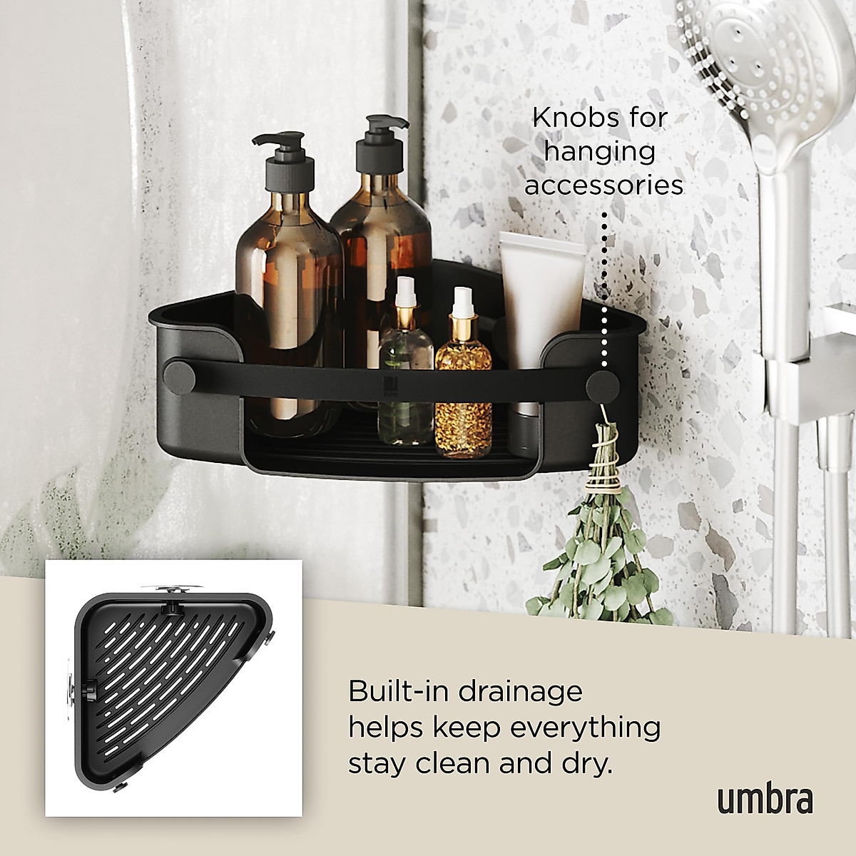Umbra Flex Modern Bathrrom Caddy Bins, Black