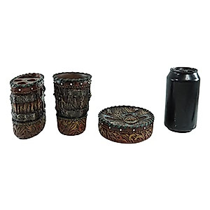 Ebros Gift Rustic Western Old World Country Blue Cross with Concho and Nailheads in Faux Distressed Wood Finish with Floral Patterns (Tumbler Cup, Soap Dish and Toothbrush Holder Set of 3)