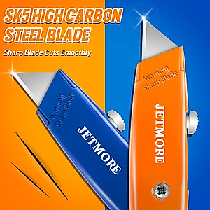 Jetmore 2 Pack Box Cutter Utility Knife with Extra 10 SK5 Blades, Box Cutter Retractable Portable, Aluminum Shell Sharp Razor Knife Box Cutters, Heavy Duty Box Cutter Knife Box Knife