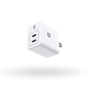 USB C Charger 35W Mini Dual Port USB Charger Block, GaN III Intelligent Distribution PD Fast USB C Wall Charger Adapter with Foldable Plug for MacBook Pro/Air, IPad,iPhone 14/14pro/13/13pro and More