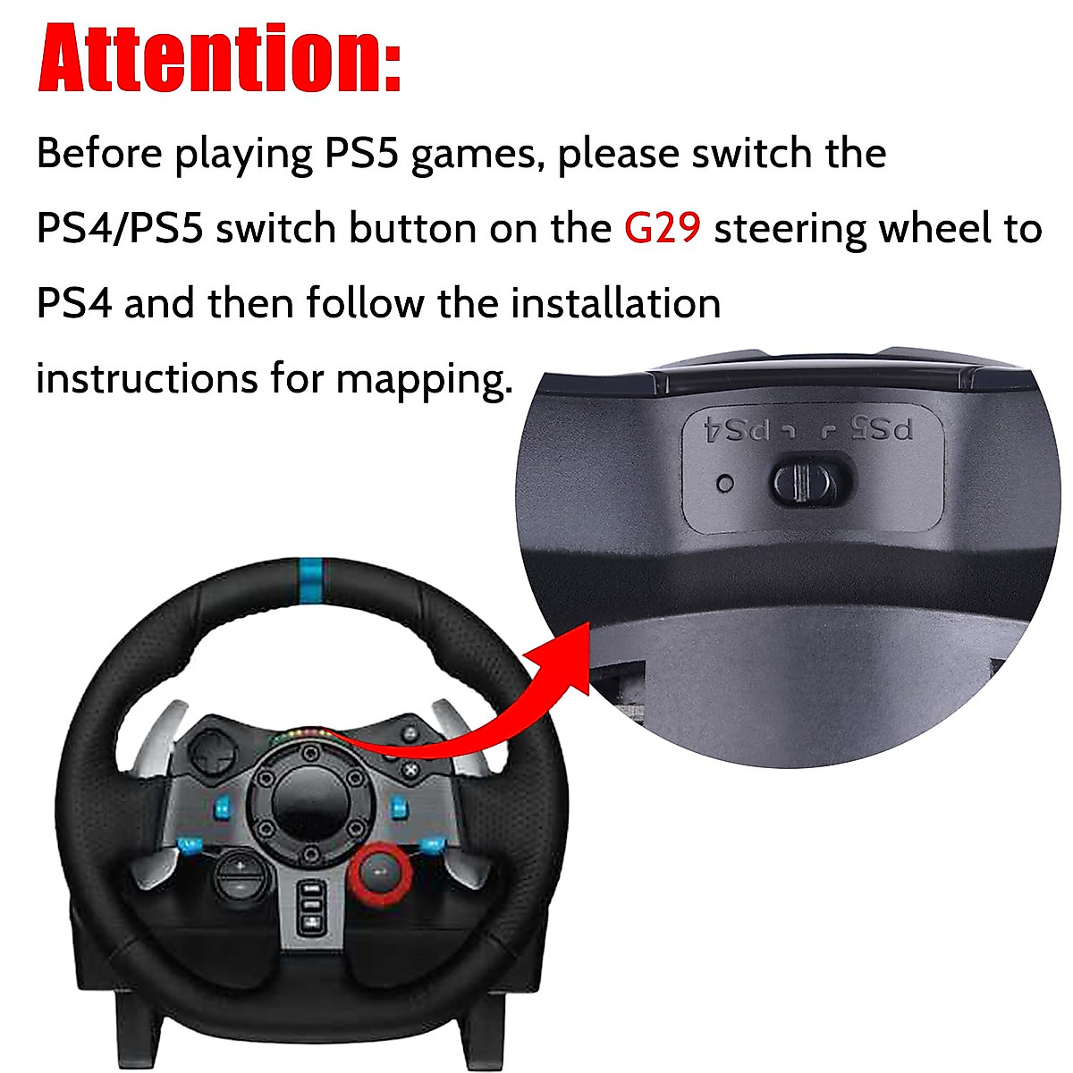 CNRAQR PS4 PS5 PC Racing Game USB Handbrake &Simulator Shifter 6+R H Gear Shifter Kit - Compatible with LOGITECH G29 Racing Game Wheels