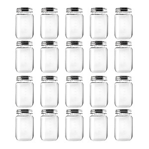 novelinks 16 Ounce Clear Plastic Jars Containers With Screw On Lids - Refillable Round Empty Plastic Slime Storage Containers for Kitchen & Household Storage - BPA Free (20 Pack)