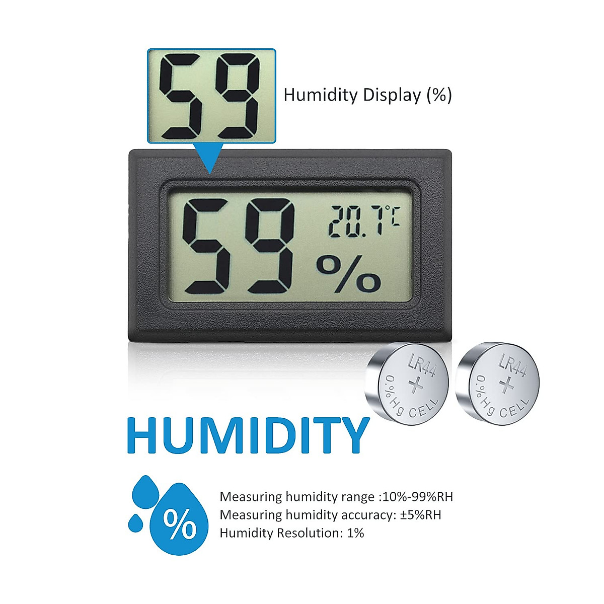 8PCS Mini LCD Digital Thermo-Hygrometer Thermometer, diymore Humidity Temperature Tester Embedded Mini Hygrometer Indoor Room with Batteries(Only ℃ Display)