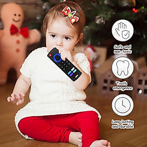 YAPROMO Baby Teething Toys,Reomte Teether Toys, Silicone Chew Toy for Babies 18+ Months, Remote Control Shape Teething Toys, Early Educational Toy BPA Free & Refrigerator Safe (Black01&Black02)