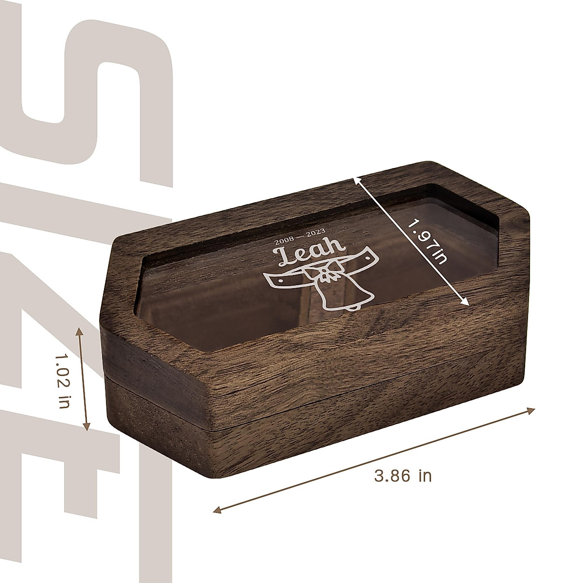 Pet Memorial Box Wooden Pet Urns Personalized Pet Box with Name Pet Memorial Tooth and Hair Case