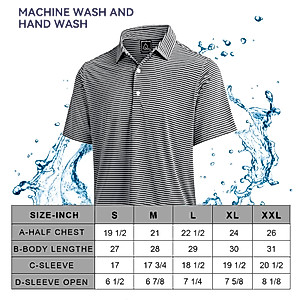 DEOLAX Mens Polo Shirts Classic Striped Golf Polo Shirts Short Sleeve Dry Fit Performance Wicking Moisture Polo Shirt for Men