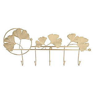 BuyWeek Coat Rack, Ginkgo Leaf Coat Hooks Wall Mounted Coat Hanger Elegant Style Wall Hooks for Clothes Hat Keys