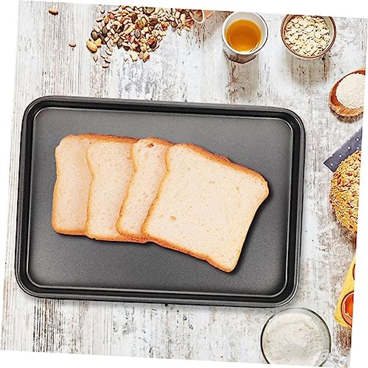 SHOWERORO 2pcs Non-stick Carbon Steel Bakeware Bread Tray Toaster Oven Pan Stainless Steel Bakeware Heavy Duty Roasting Pan Lasagna Pan Carbon Steel Cookie Sheet Household Baking Tray Cake