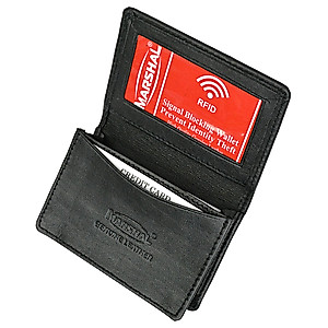 Marshal® RFID Blocking Mens Leather Expandable Business Card Case Wallet