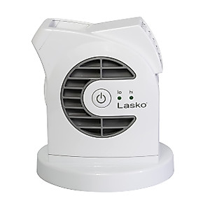 Lasko MyCool D300 Mini USB Desk Fan with 40in. USB Cable and Bonus AC Adapter – Small Quiet Portable Personal 2-Speed Fans for Staying Cool at Home, Work, Office, Dorm, Car, and Travel, White