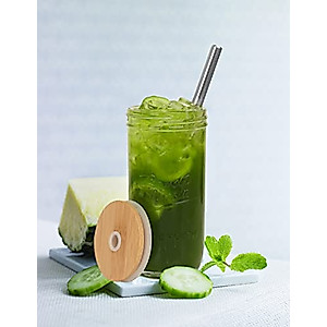 Mason Jar with Lid and Straw, ANOTION 24oz Wide Mouth Boba Cup Reusable Drinking Glasses Tumbler Smoothie Water Bottles for Iced Coffee Margaritas Ice Cream Juice Cocktail Travel Office Home, 4 Packs